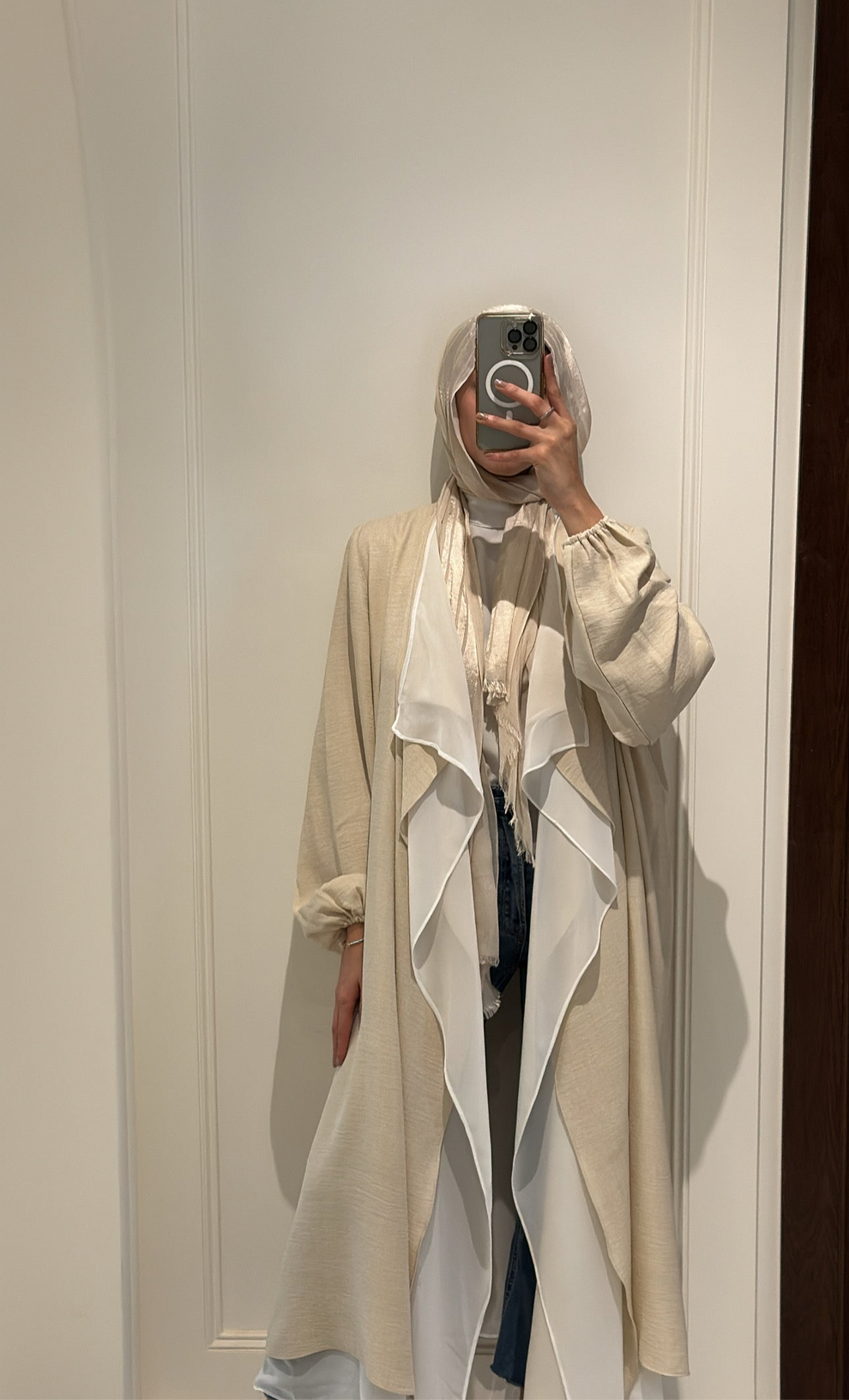 Signature Double Layered Hazie Trench in Linen x Chiffon in Light Beig ...